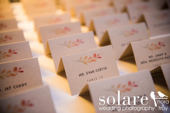Fall Wedding Place Cards Folded Wedding Name Cards Fall
