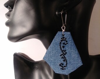 Denim earrings | Etsy