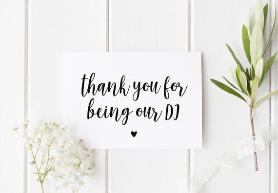 Thank You DJ Wedding Card Thank You For Being Our DJ Thank