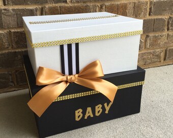 Gold black card box | Etsy