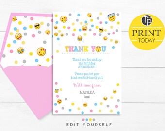 Emoji thank you card | Etsy