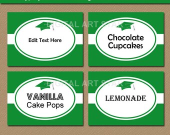 Editable Red Black Fancy Food Labels Printable Buffet Cards