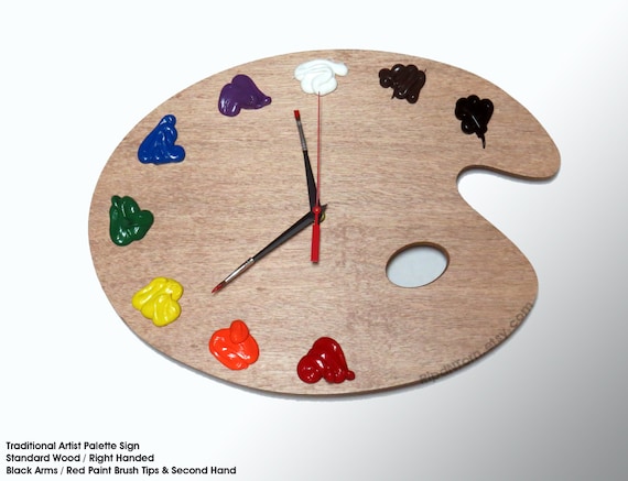 Artist Palette Wall Clock with 3D Paint Daubs Globs Unique