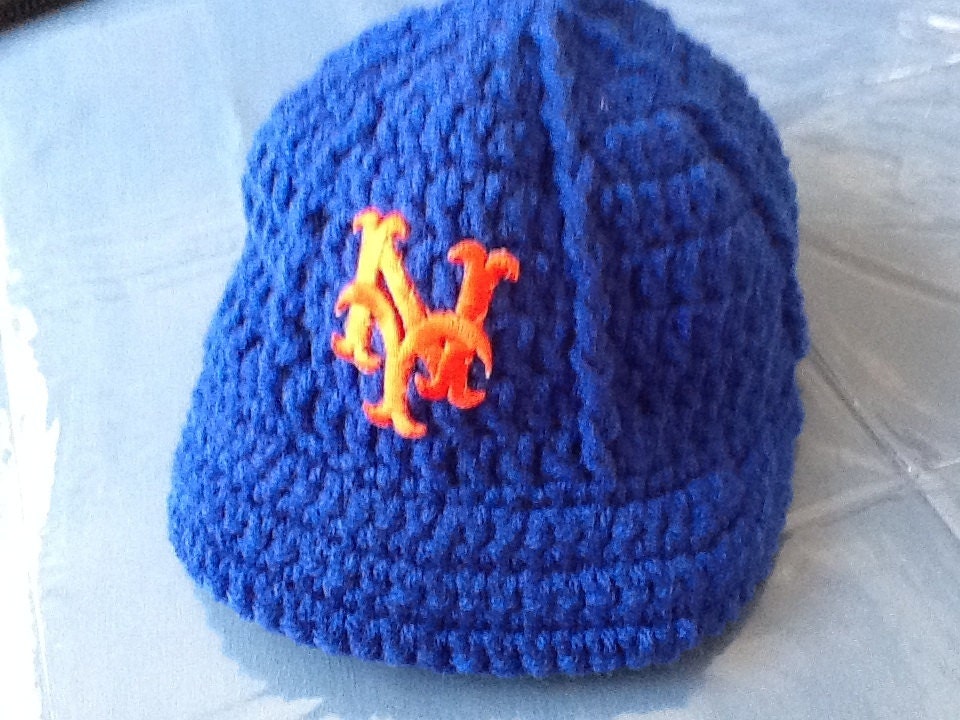 NY METS Newborn Crochet Baseball Cap Photographer Prop