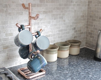 Barn wood coffee mug holder. Reclaimed wood coffee mug hooks.