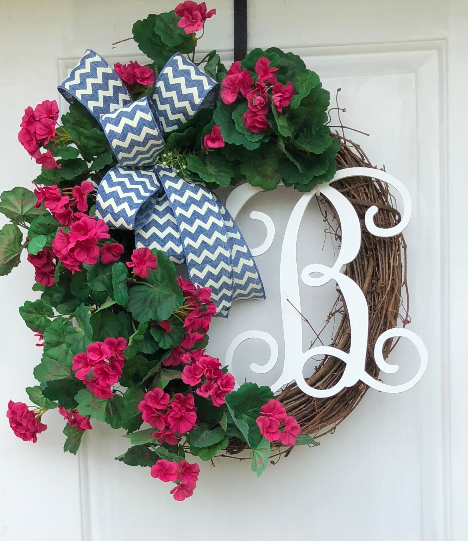 Monogram Wreath- Summer Wreath-Grapevine Wreath-Wreath For Front Door ...