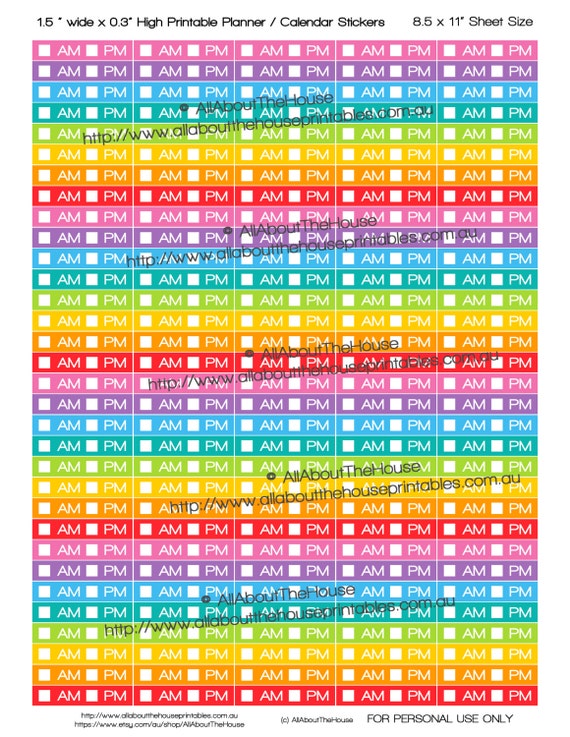 AM PM Daily Routine Planner Stickers Printable Medicine