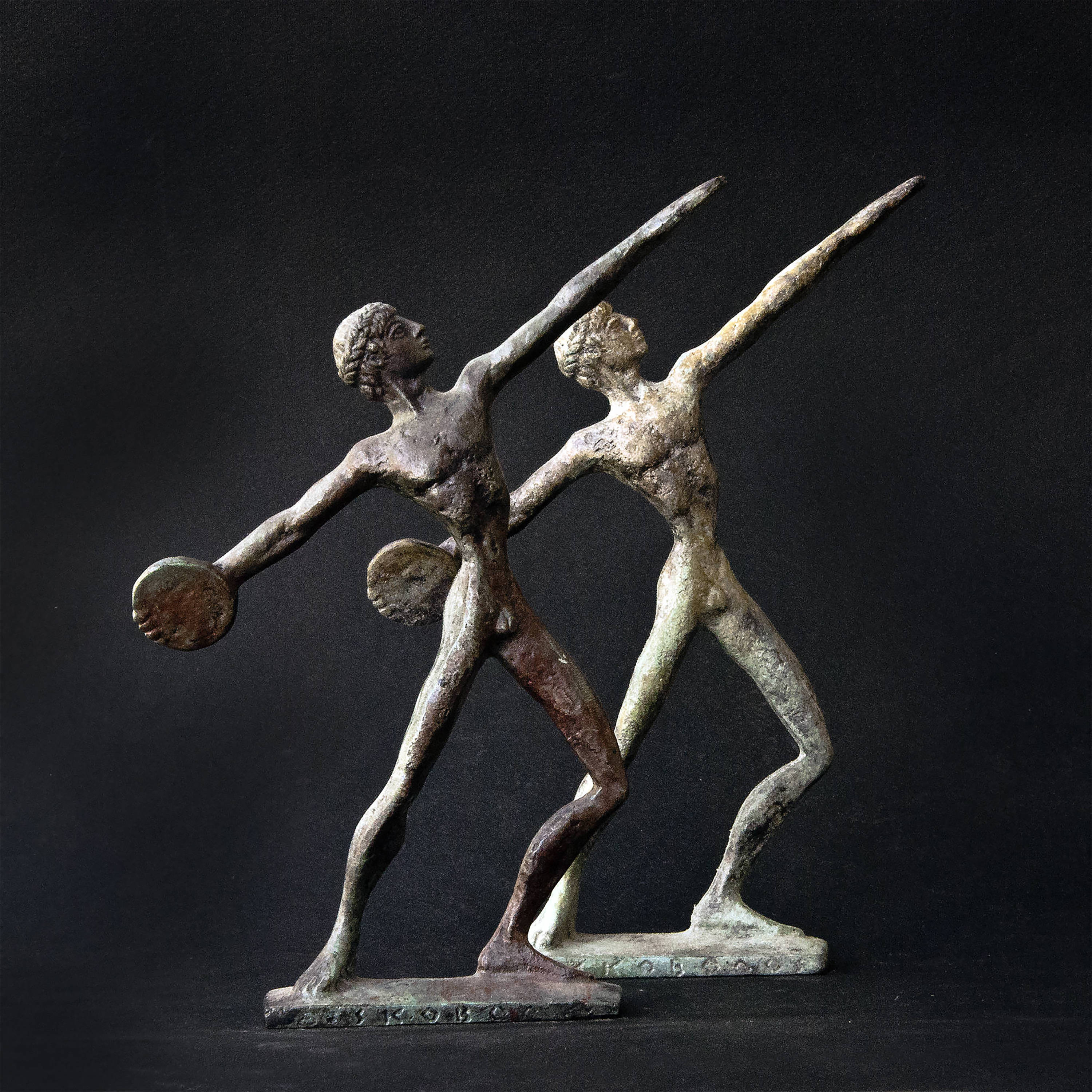 Metal Art Sculpture Discus Thrower Athlete Bronze Figurine Discobolus
