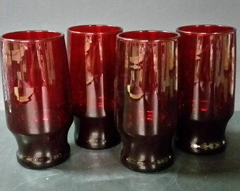 Red depression glass | Etsy