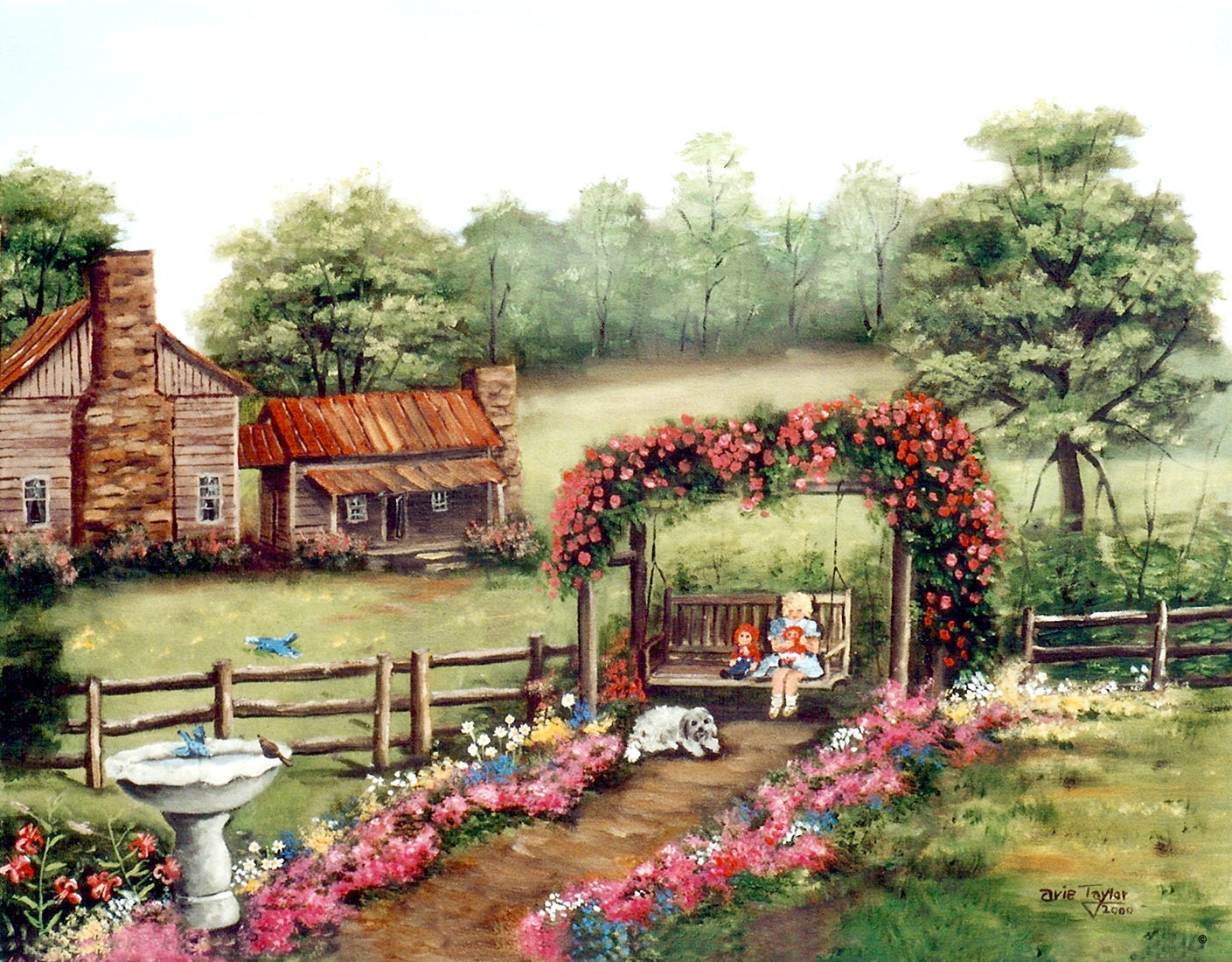 Folk Art Painting Primitive Art Prints Old Country House