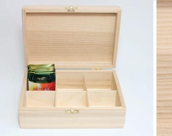 Wooden Tea Box / 6 Open Compartments Box / Ash Wood Box