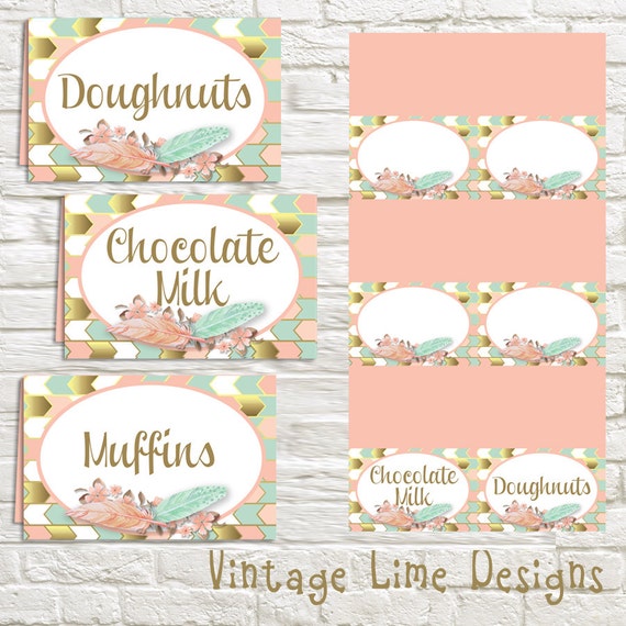 LDS Baptism Party Tent Cards Food Labels Decorations