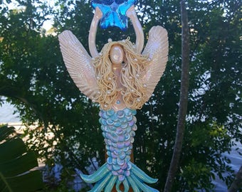 Hand built Mermaid Pottery/ceramics One of a by Elliesmermaids