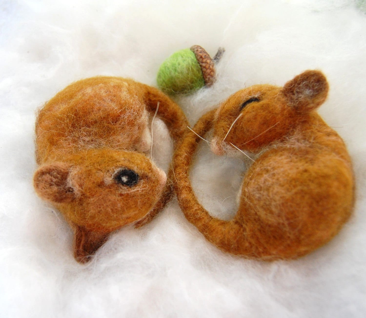 Harvest Mice Needle Felted. Pair of Mice. Two Felted Mice.