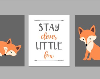 Stay Clever Little Fox Woodland Nursery with Flowers Girl