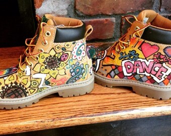 Painted timberlands | Etsy