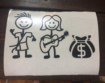 funny stick figure family decal dad mom 2 daughters and 1 dog