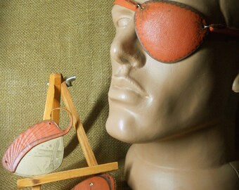 W.T.O Custom Handmade Leather Eye Patch Aged Brown Pirate