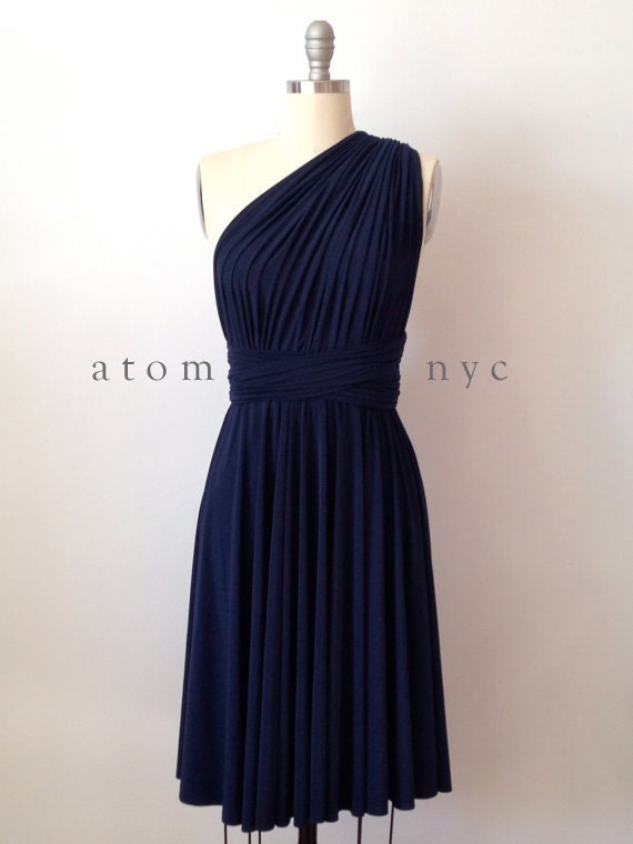 Navy Blue SHORT Infinity Dress Convertible Formal Multiway