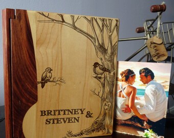 Custom Engraved wood Photo Album Personalized photo album
