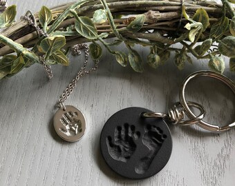 Handprint keychain | Etsy
