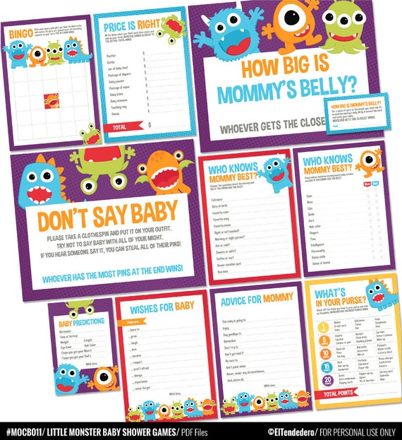Little Monster Baby Shower Games Package Printable Game