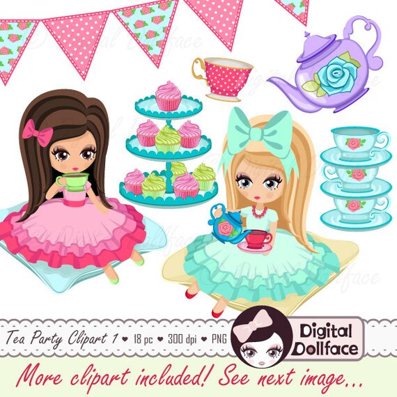 Tea Party Clip Art Girl Friends / Tea Time Clipart