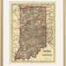 Indiana map print state map vintage old maps Antique prints