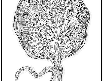 Placenta Tree of Life Birth Art Glass Necklace Pendant Midwife