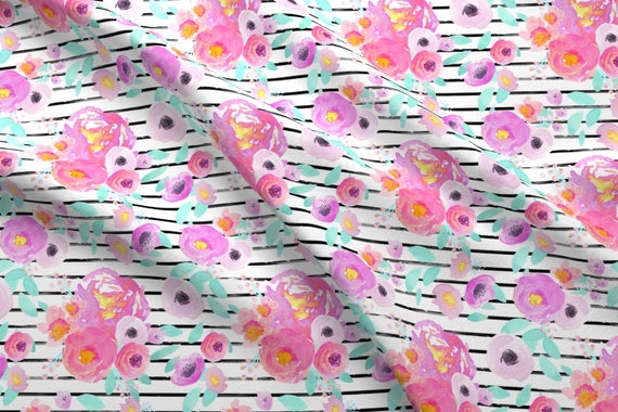 Spring Floral Fabric Indy Bloom Design Neon Zebra By