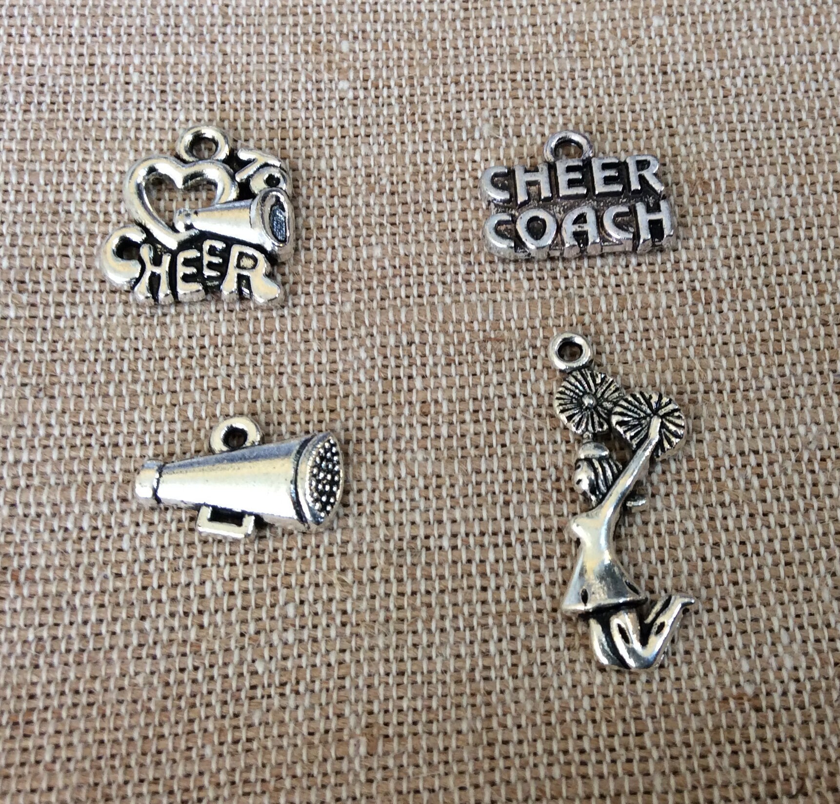 Cheer Charms, Cheerleader, Sports Charms, Silvertone, For Bracelet ...