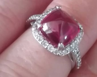 Ruby cabochon ring | Etsy