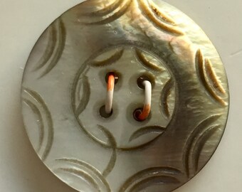 Vintage Carved Shell Button Beaded Bracelet by Marcie Stone