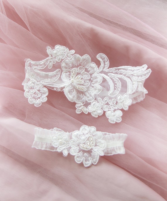 Wedding Garter Set Bridal Garter Set Lace Garter Belt Ivory