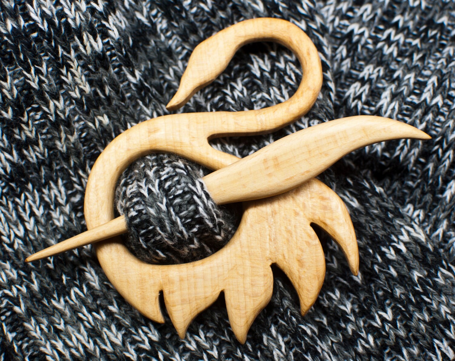 Handmade wooden shawl pin swan
