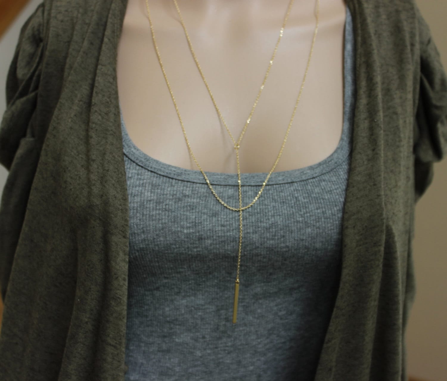 Silver version available Double chain Bar Necklace Layer