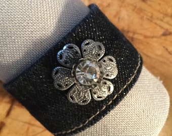 Denim cuff bracelet | Etsy