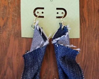 Denim earrings | Etsy