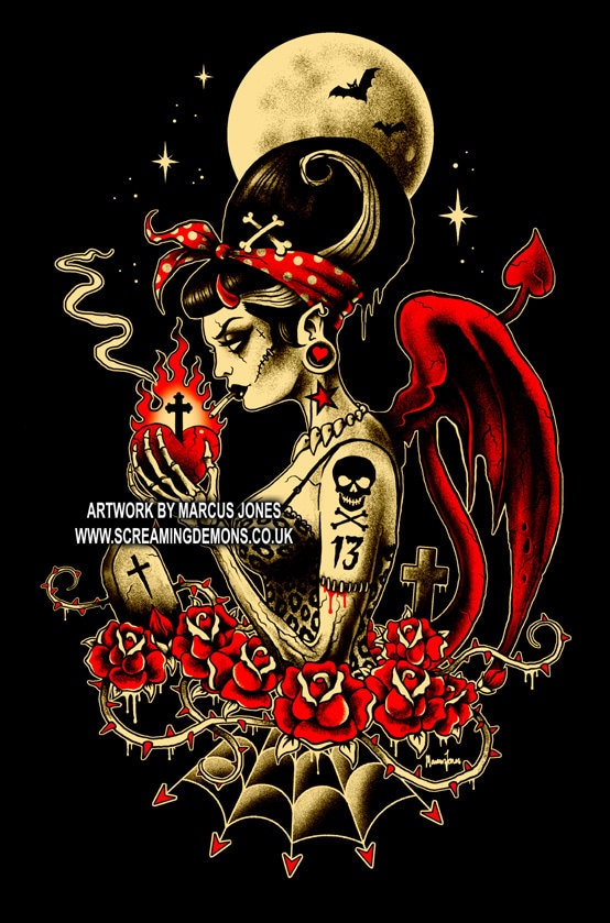 Rockabilly Art Pinup Art Zombie Pinup Vintage Pinup