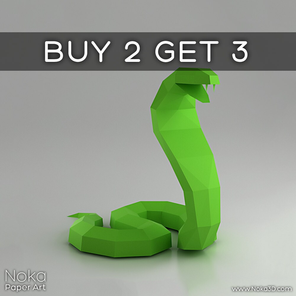 Cobra snake 3D papercraft model. Downloadable DIY template