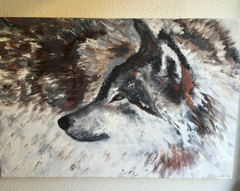 Wolf oil painting | Etsy
