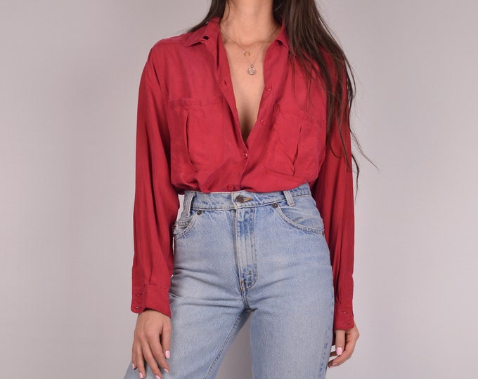 Vintage Red SILK Shirt