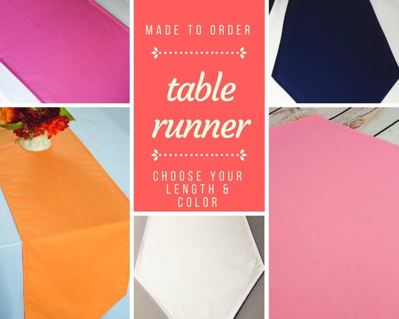 Solid table runner choose your color and size wedding table