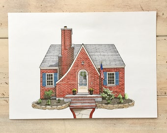 Custom house drawing | Etsy