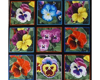 Pansies fabric | Etsy