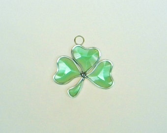 St. Patricks day stained glass Shamrock suncatcher wall