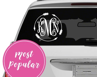 Monogram car sticker | Etsy