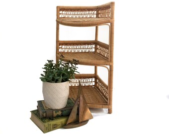 Rattan corner shelf | Etsy