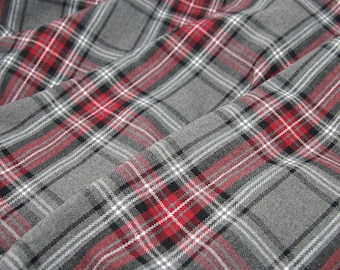 Gray plaid fabric | Etsy