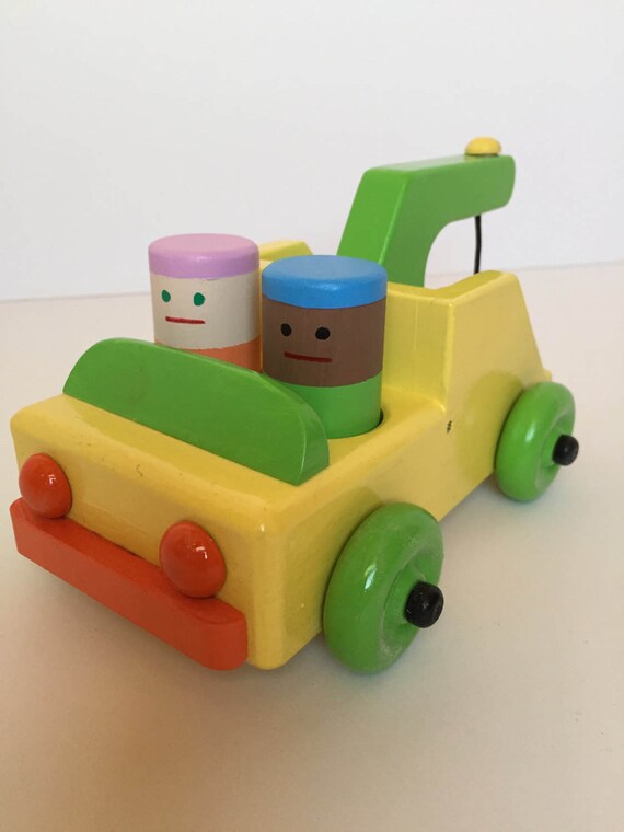 Wooden Toy Tow Truck